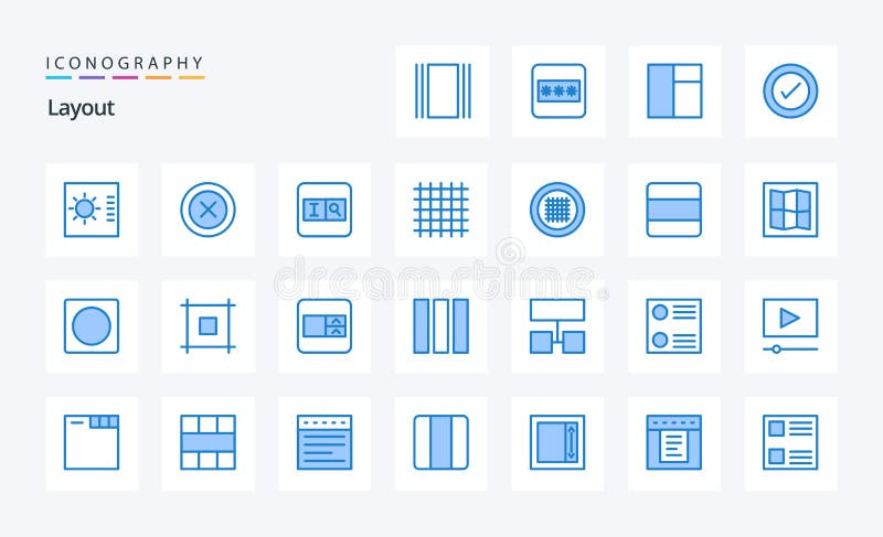 25 Layout Blue icon pack stock vector. Illustration of layout - 264539980