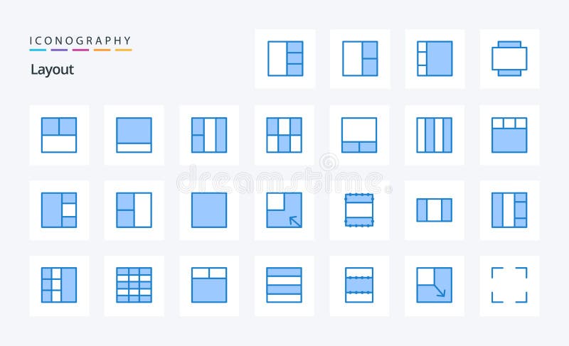 25 Layout Blue icon pack stock vector. Illustration of layer - 264635464