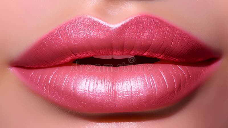 The Layout of a Bright Pink Lipstick on the Lips, Design and 3d ...
