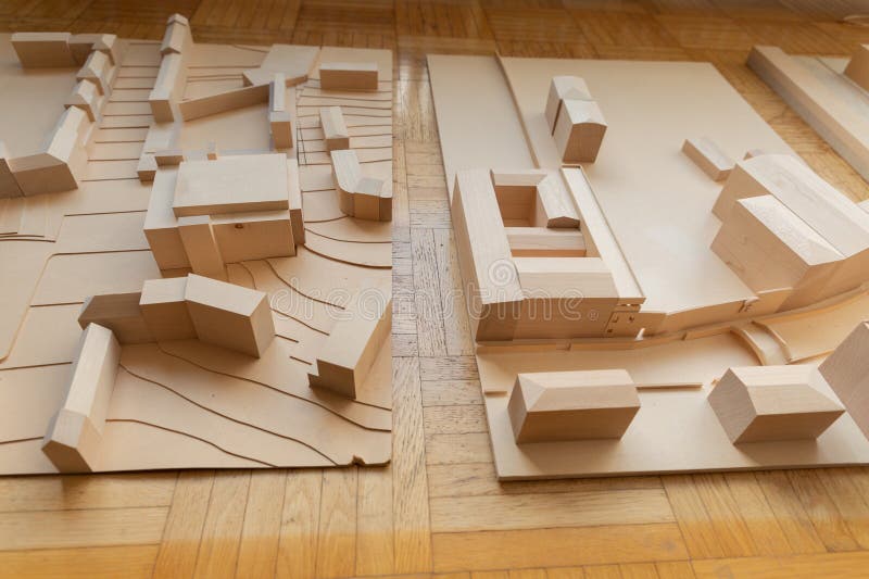 Layout City Block Wooden Tabletop Overview Details Stock Photo - Image ...