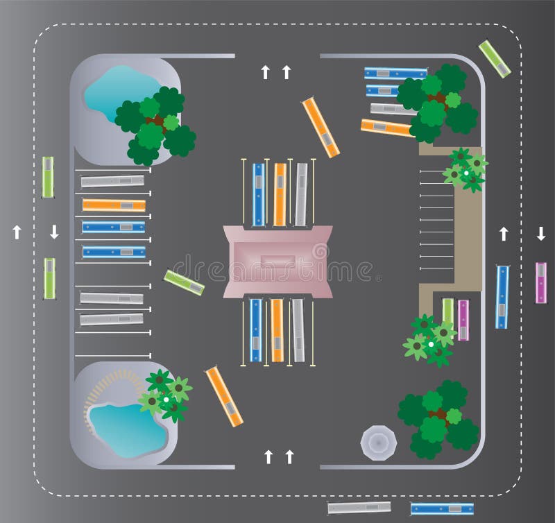 Layout of City Bus Station Building Stock Illustration - Illustration ...