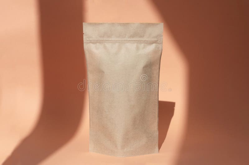 Layout Clean Paper Kraft Zip Lock Package Orange Background Stock ...