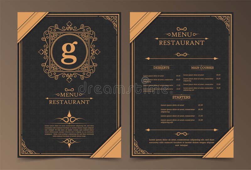 Layout De Menu Com Elementos Ornamentais Ilustração do Vetor ...