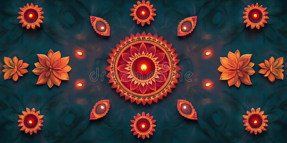 Layout Design with Diwali Elements Arranged in a Symmetrical Pattern ...