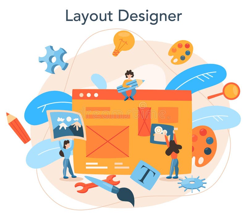 Layout Designer Concept. Web Development, Mobile App Stock Vector ...