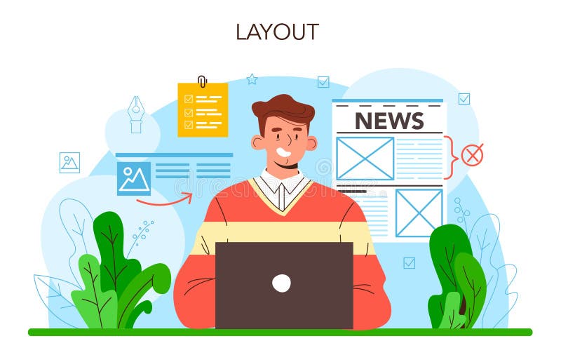 Layout Designer. Magazine or Newspaper Layout Developing Stock Vector ...