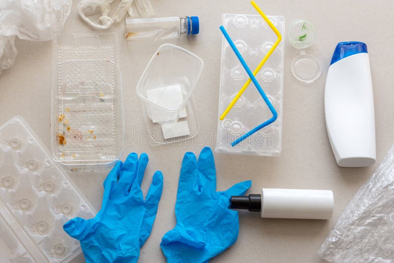 Layout of Different Plastic Garbage Top View Stock Image - Image of ...