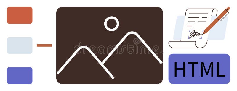 Website Layout Design Process with Image Placeholder, Code, and Content Editing Stock Vector ...