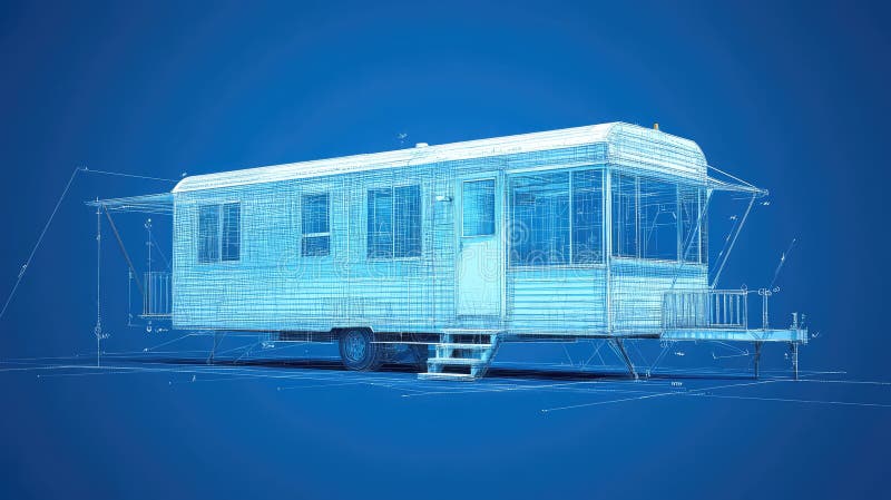Layout Exploded View of Mobile Home Blueprint Stock Illustration ...