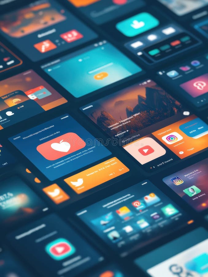 The Layout Features a Collage of Different Social Media App Interfaces ...