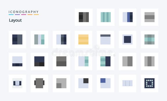 25 Layout Flat Color Icon Pack Stock Vector - Illustration of expand ...