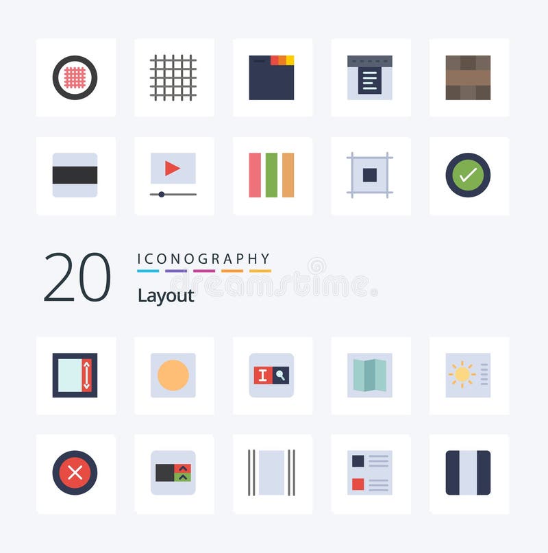 20 Layout Flat Color Icon Pack Like Line Grid Search Layout Control ...