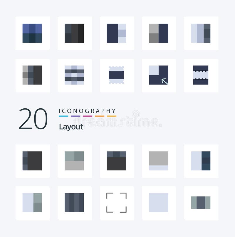 20 Layout Flat Color Icon Pack Like Minimize Wireframe Layout Turn Stock Vector - Illustration ...