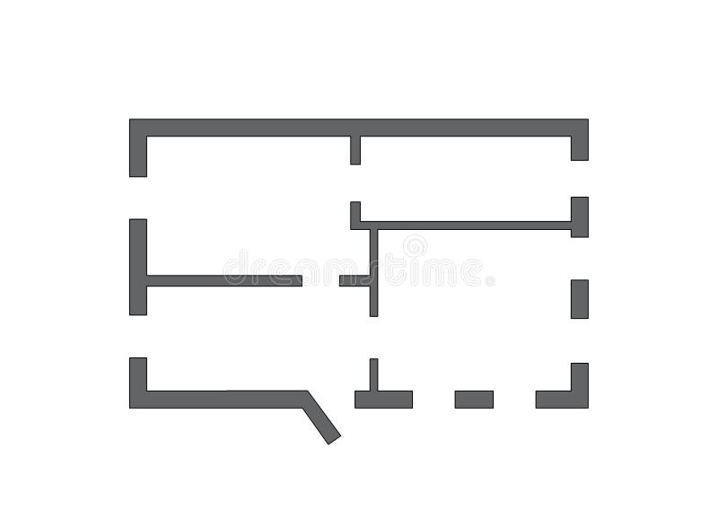 Layout Floor Plan Overhead Outlined Interior Design Top View ...