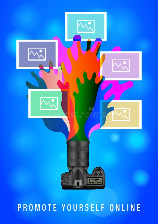 Layout Foto Collage, Realistic Digital Camera and Blank Image Frames ...