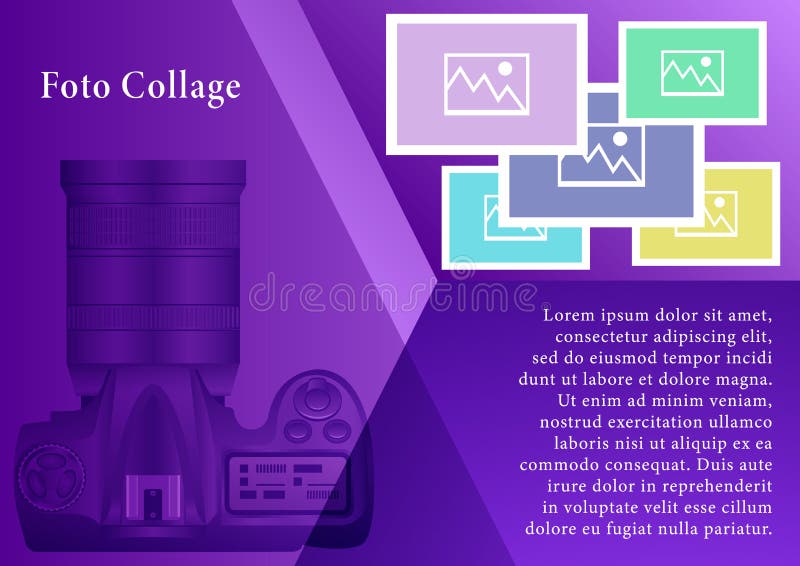 Layout Foto Collage, Realistic Digital Camera and Blank Image Frames ...
