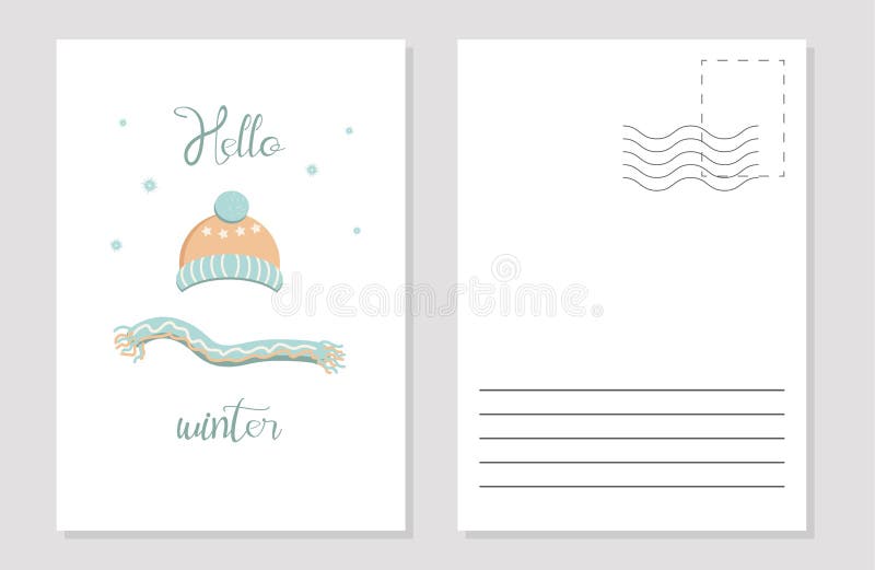 The Layout of the Postcard Winter Picture Stock Vector - Illustration ...