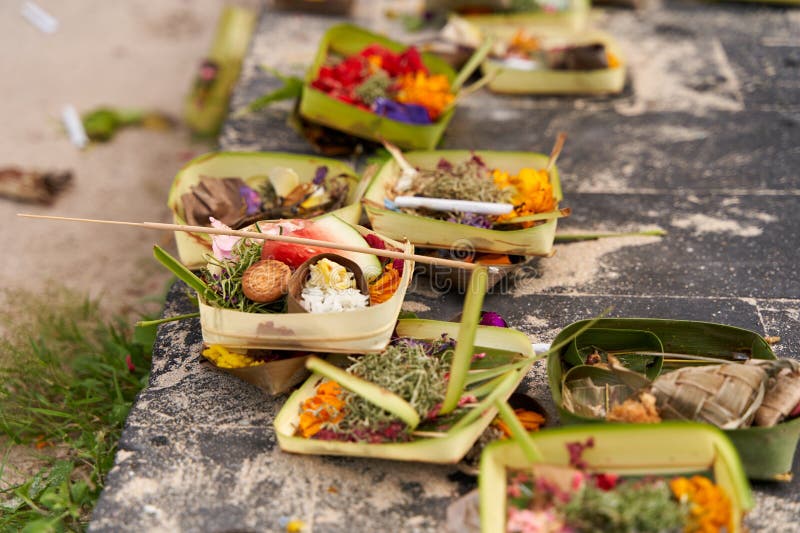 The Layout on the Ground of Traditional Offerings for the Spirits on ...