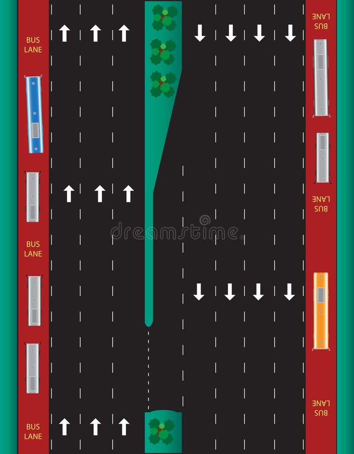 Layout of Highway Road and Bus Lane Landscape Stock Illustration ...