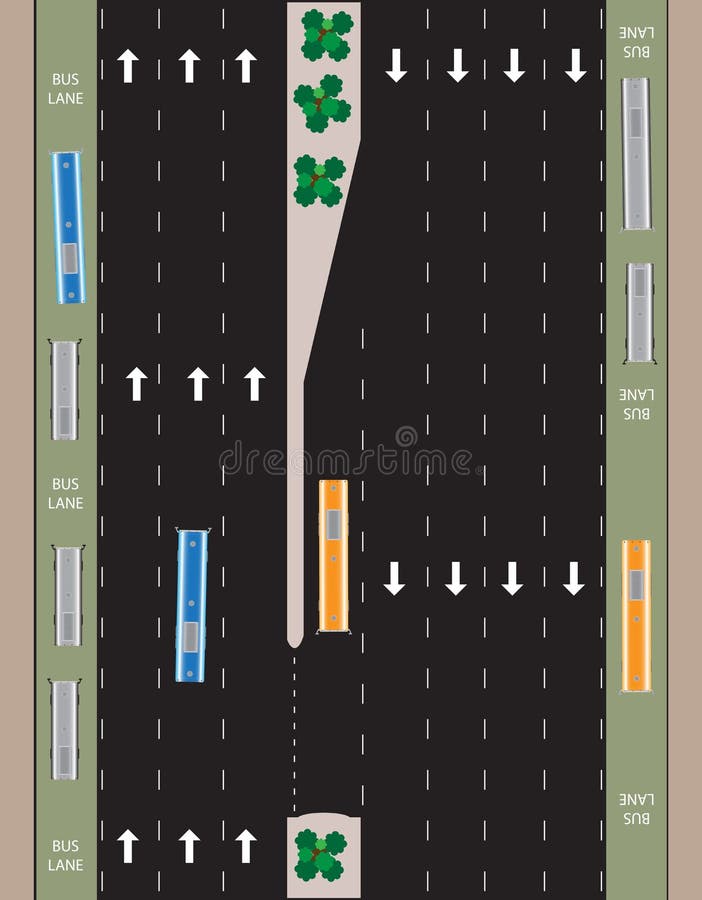 Layout of Highway Road and Bus Lane Landscape Stock Illustration ...