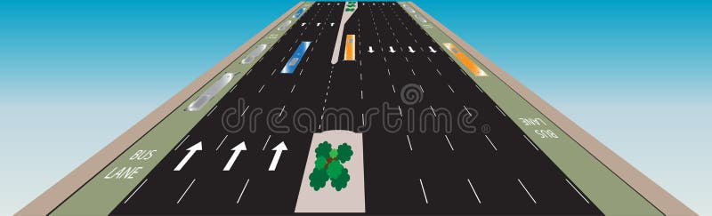 Layout of Highway Road and Bus Lane Landscape Stock Illustration ...