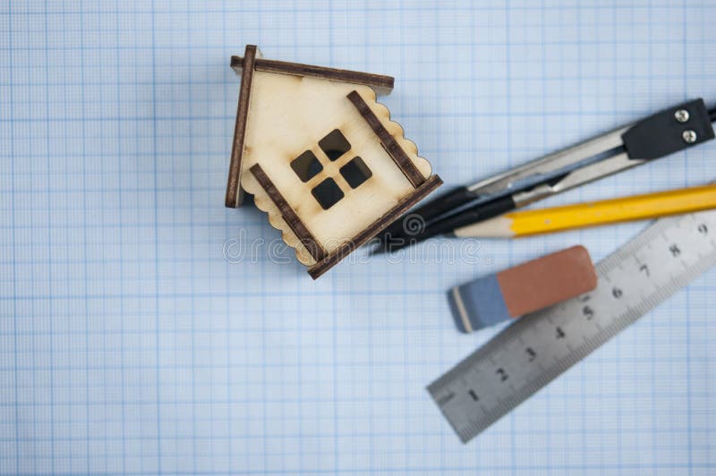 Layout of the House in the Paper Graph Background with Geometry Tool ...