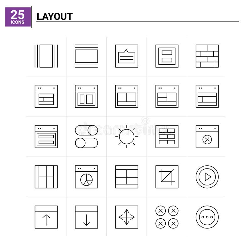 25 Layout Icon Set. 100 Editable EPS 10 Files Stock Vector ...