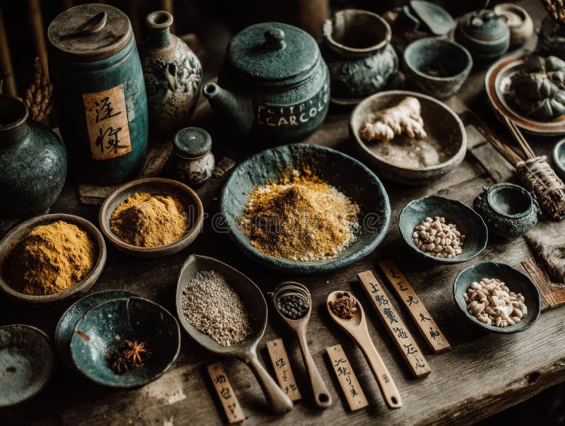 A Layout of Ingredients Commonly Used for Making Soup Stock Photo ...