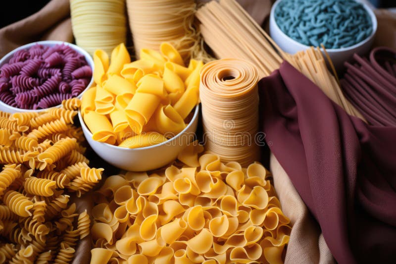 Layout of Italian Raw Pasta, Different Types and Shapes of Pasta Stock ...