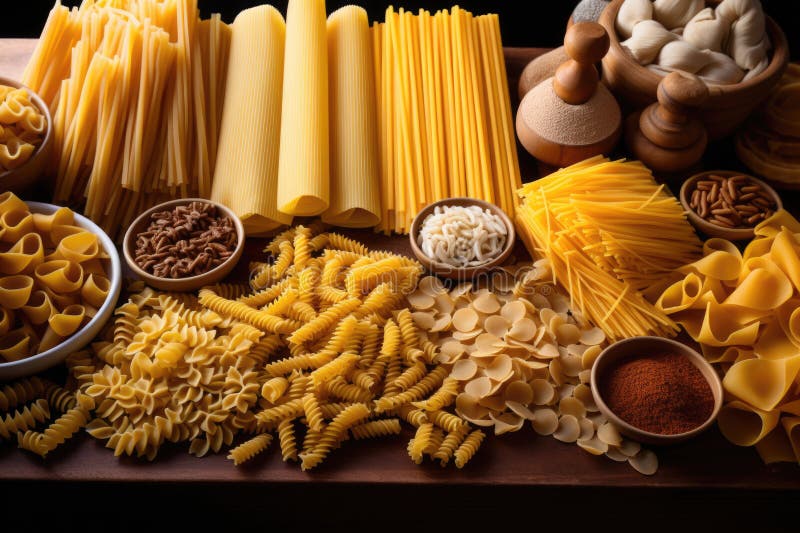 Layout of Italian Raw Pasta, Different Types and Shapes of Pasta Stock ...