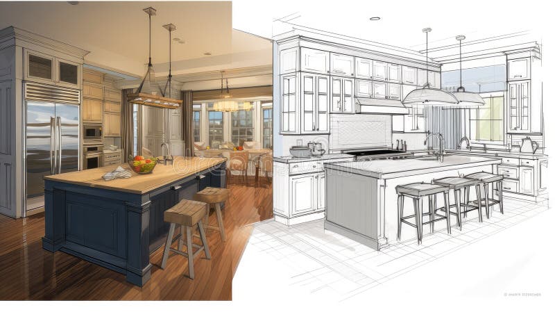 Layout kitchen blueprint stock illustration. Illustration of comparison ... Layout kitchen blueprint stock illustration. Illustration of comparison ...