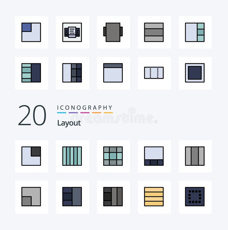 20 Layout Line Filled Color Icon Pack Like Minimize Wireframe Layout ...