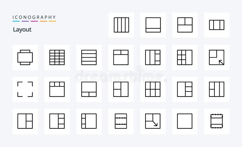 25 Layout Line icon pack stock vector. Illustration of minimize - 264509969