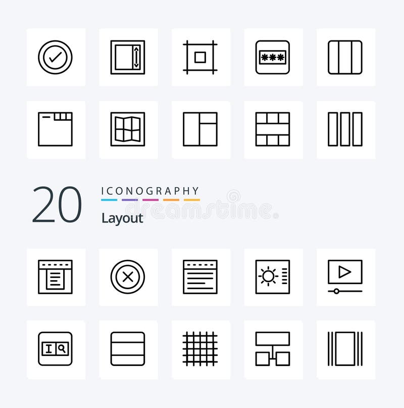 20 Layout Line Icon Pack Like Search Pweb Movie Layout Stock Vector ...