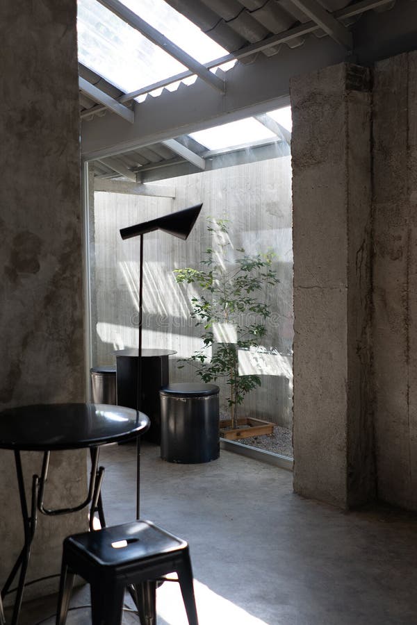 Layout in a Loft Style in Dark Colors Open Space Interior Stock Photo ...