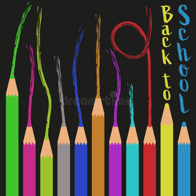 Layout - Logo. Colored Pencils on a Dark Background Stock Vector ...