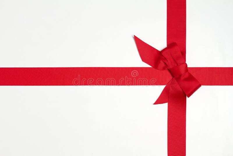 Layout Made of Red Ribbon Bow on White Background. Mockup, Flat Lay ...