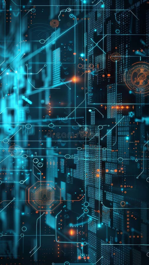 Layout with a Motif of Cybersecurity Concepts. Stock Illustration ...