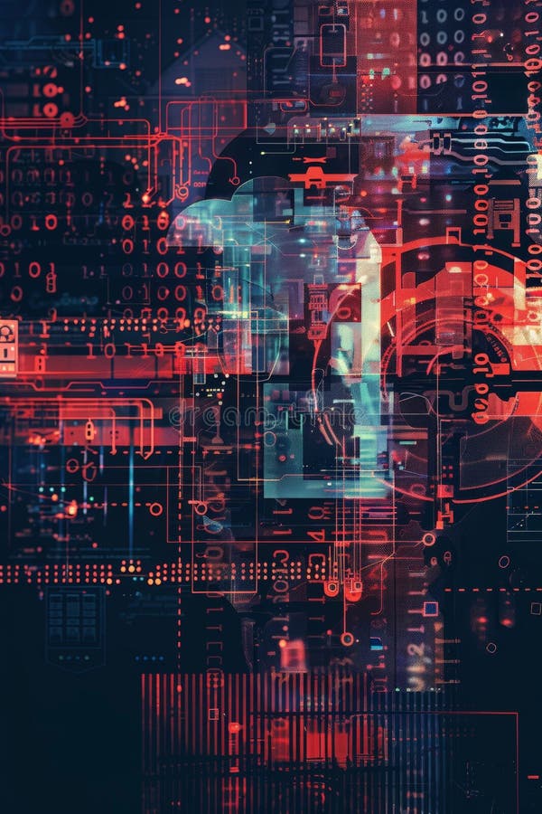 Layout with a Motif of Cybersecurity Visuals. Stock Illustration ...