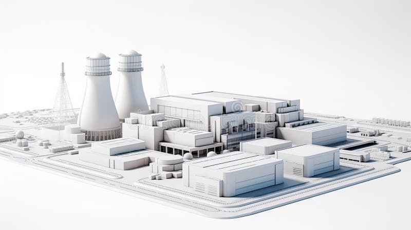 A Layout of a Nuclear Power Plant on a White Background Stock ...