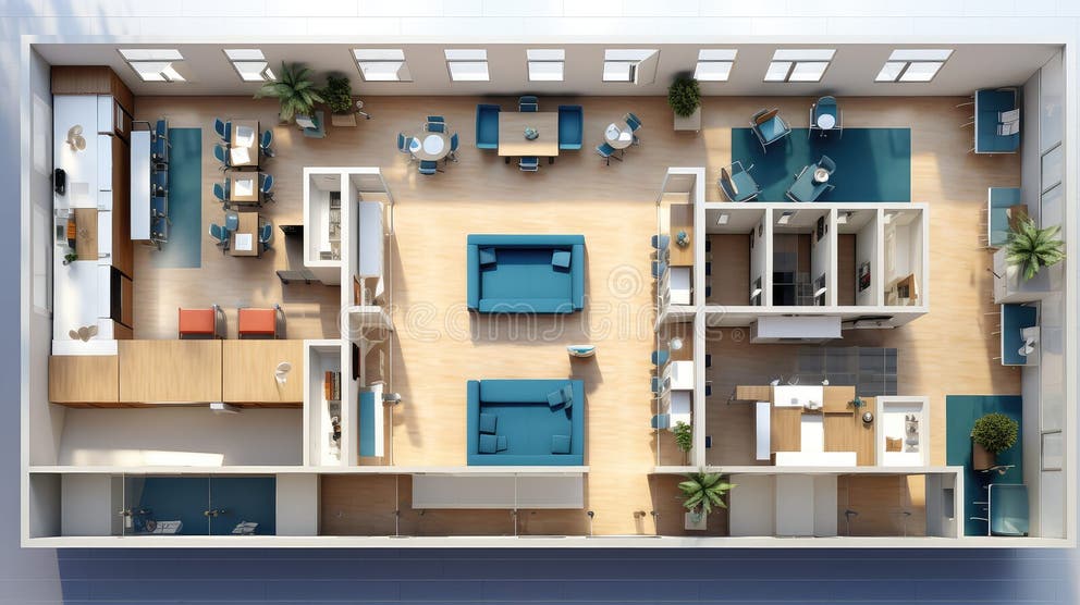 Layout office floorplan stock illustration. Illustration of spaces ...