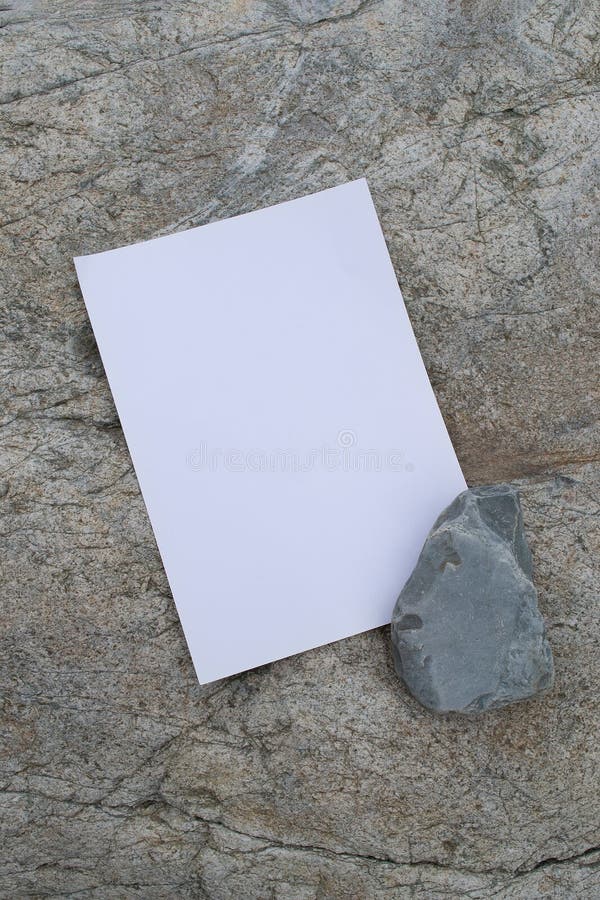 Layout of Poster on Stone. White Blank with Space for Text or Design ...