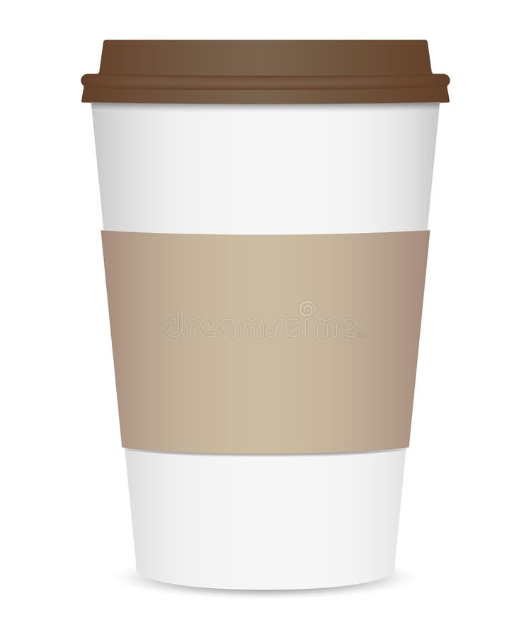 Layout of a Realistic Coffee Cup with a Brown Lid and a Cup Holder ...