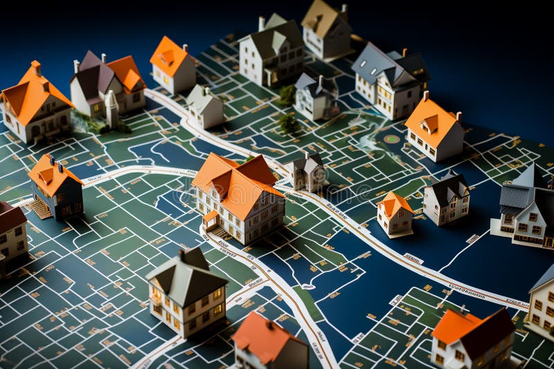 Layout of a Settlement with Houses. Real Estate Concept Stock ...