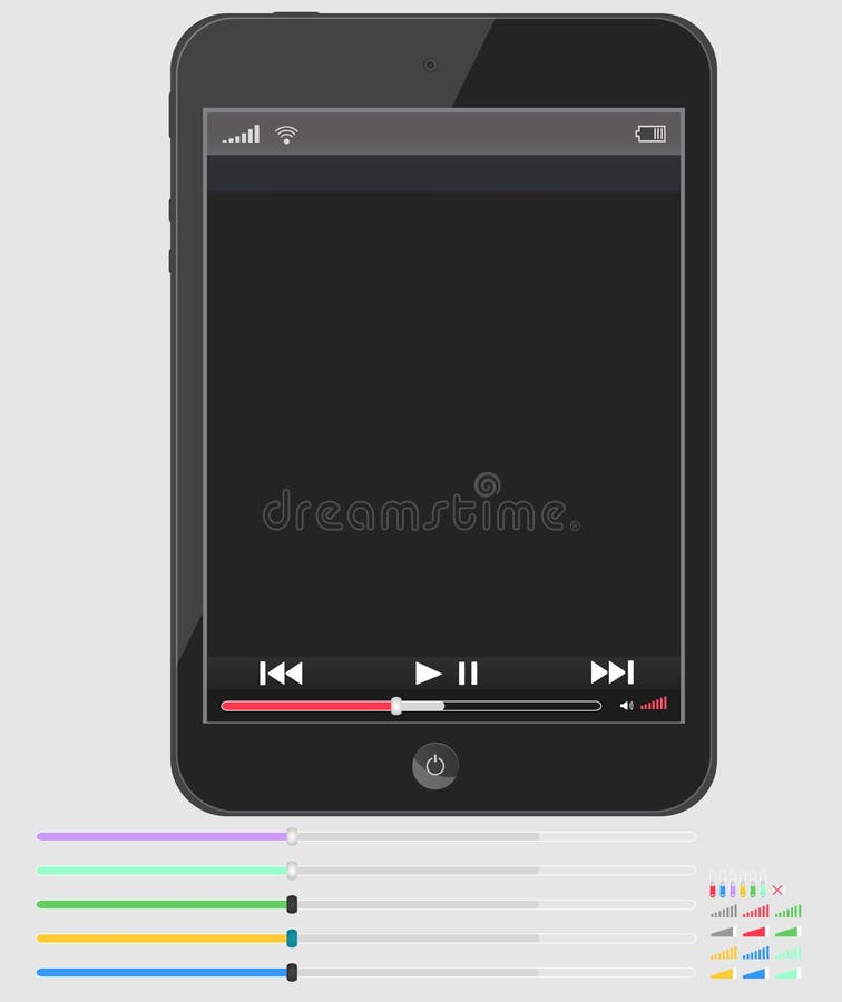 Layout Smartphone with Multimedia Player Stock Vector - Illustration of ...