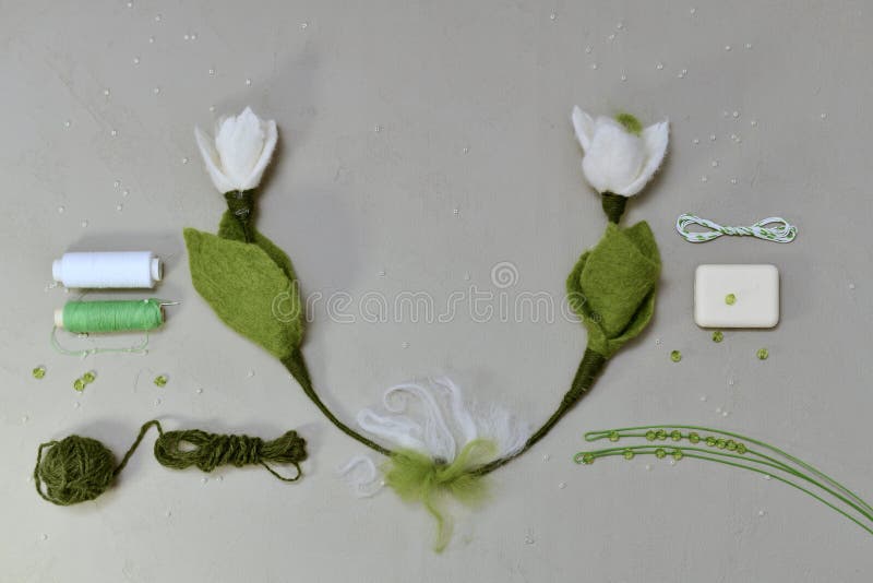 A Layout of Snowdrops Made of Wool and a Small Number of Step-by-step ...