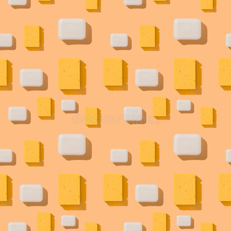 Layout Sponge for Washing and Soap. Seamless Pattern. Stock Image ...
