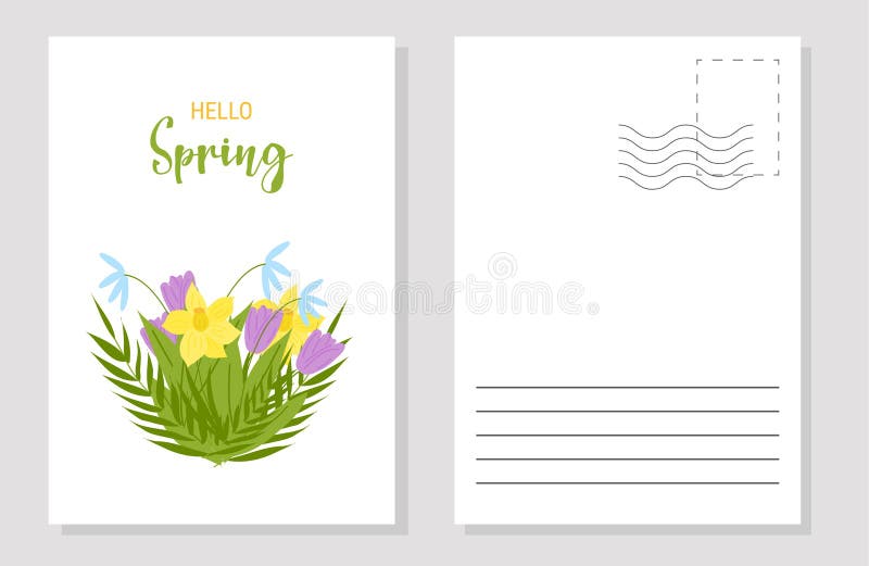The Layout of the Spring Postcard. Template. Stock Vector ...