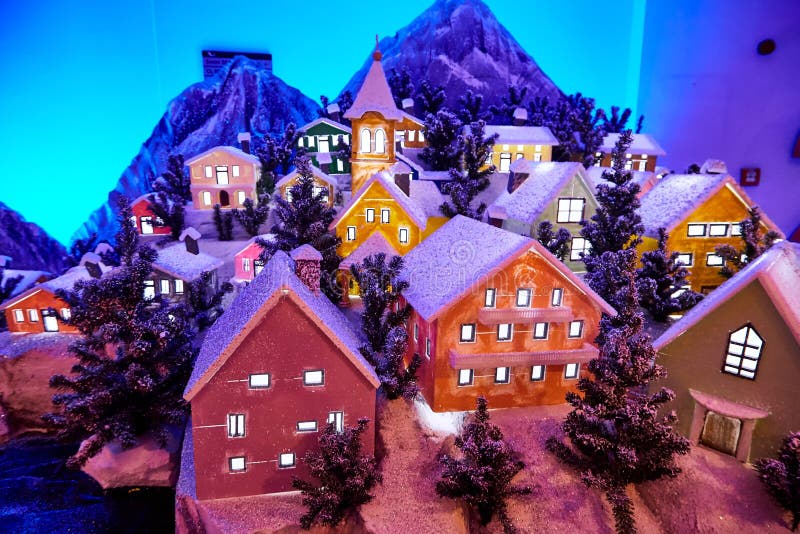 Layout of a Stylized Winter Village before Christmas Stock Photo ...