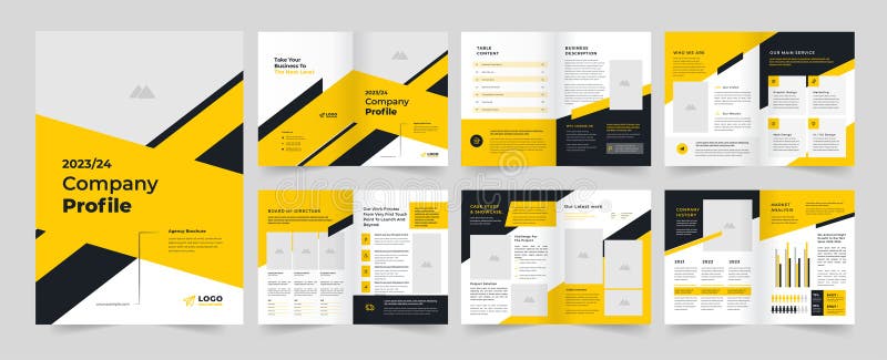 Company Profile, Company Profile Yellow Color Shape Template Design ...